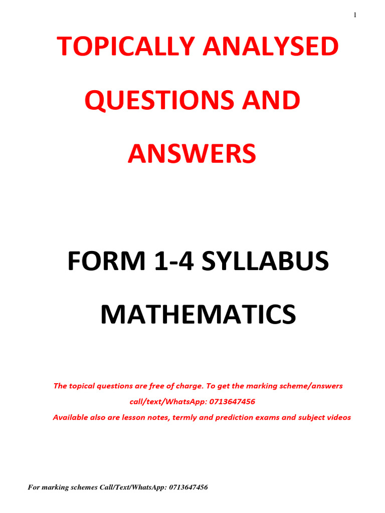 Maths Topical Questions F1 4 PDF | PDF | Area | Triangle
