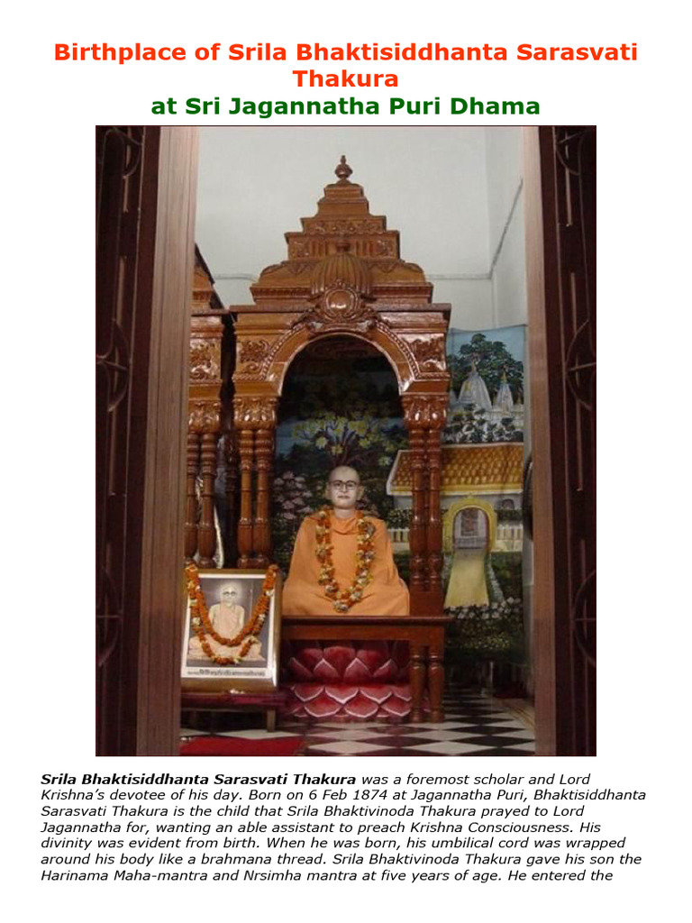 Birthplace of Srila Bhaktisiddhanta Sarasvati Thakura | PDF ...
