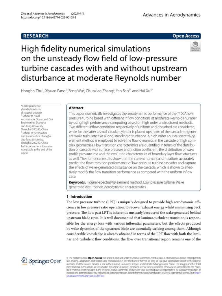 High Fidelity Numerical Simulations On The Unstead | PDF | Fluid ...