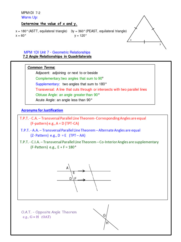 Angle Relationships in Quadrilaterals | PDF | Triangle | Angle