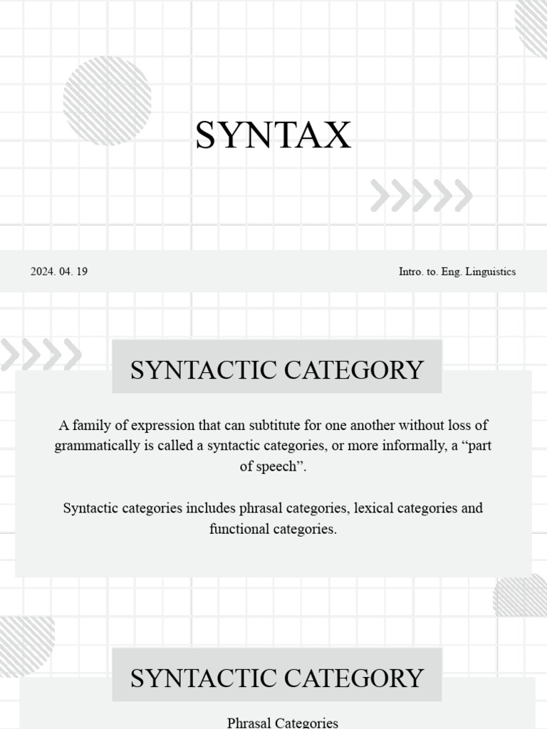Syntactic Categories & Phrase Structure | PDF | Phrase | Part Of Speech