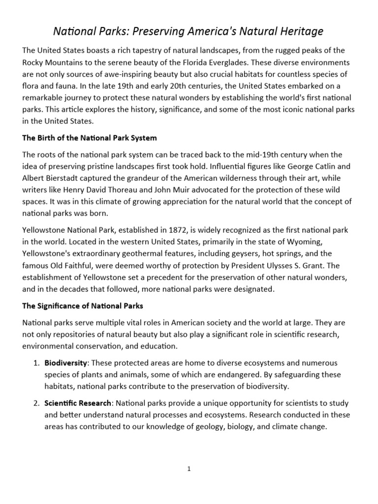 National Parks: America's Natural Treasures | PDF | National Park ...