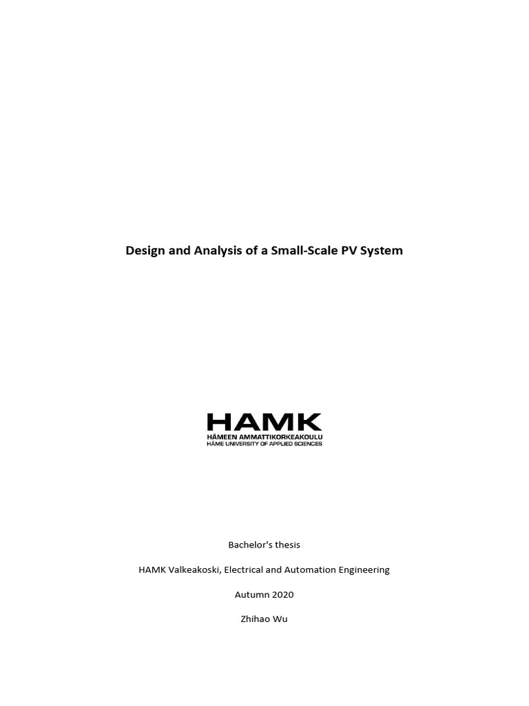Design and Analysis of a Small-Scale PV System | PDF | Photovoltaic System | Photovoltaics