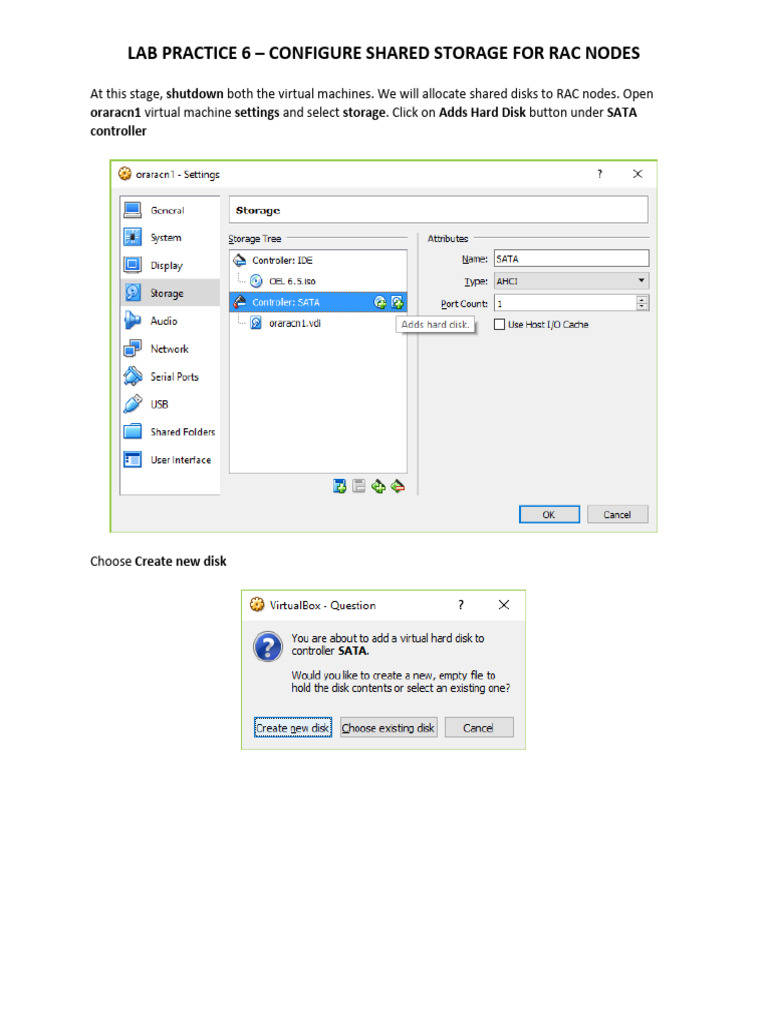 Lab Practice 6 - Configure Shared Storage For RAC Nodes | PDF Lab Practice 6 - Configure Shared Storage For RAC Nodes | PDF