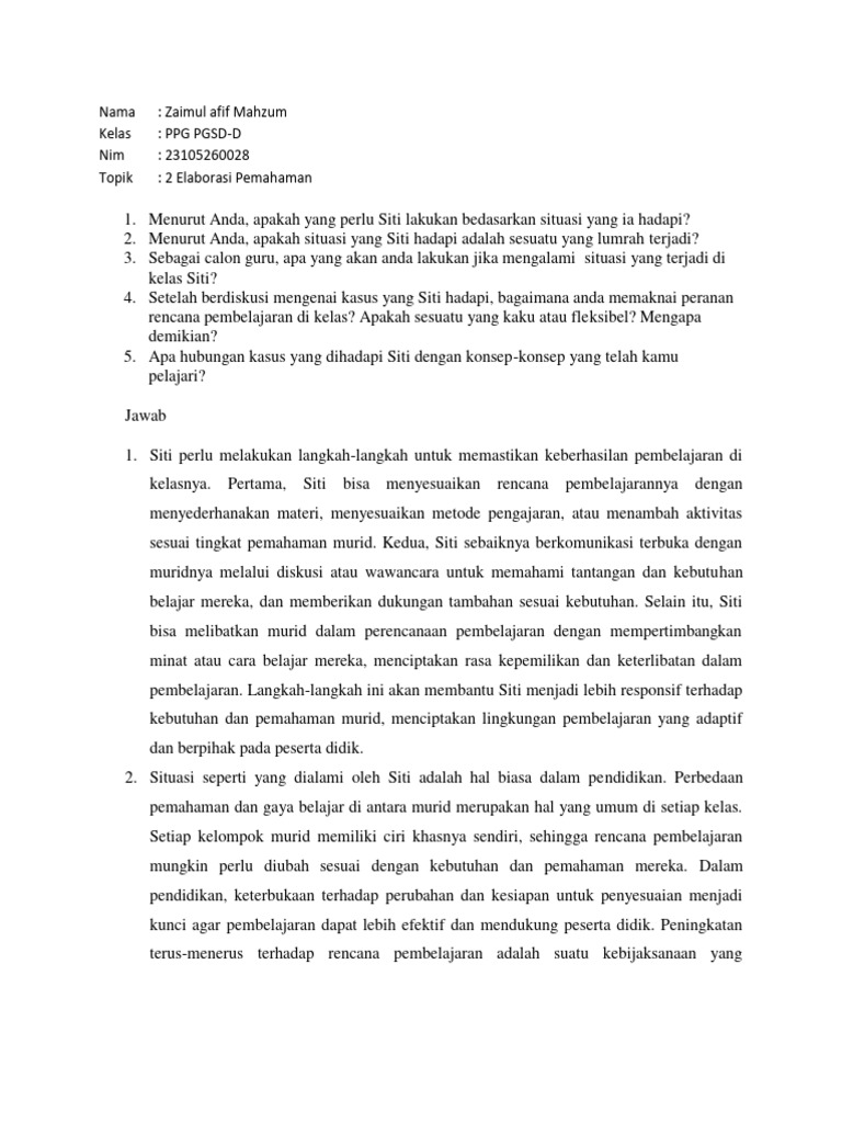 Elaborasi Pemahaman | PDF | Pengembangan Diri | Kesehatan Holistik