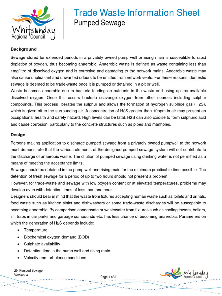 Pumped Sewage Trade Waste Guidelines | PDF | Sewage | Pump