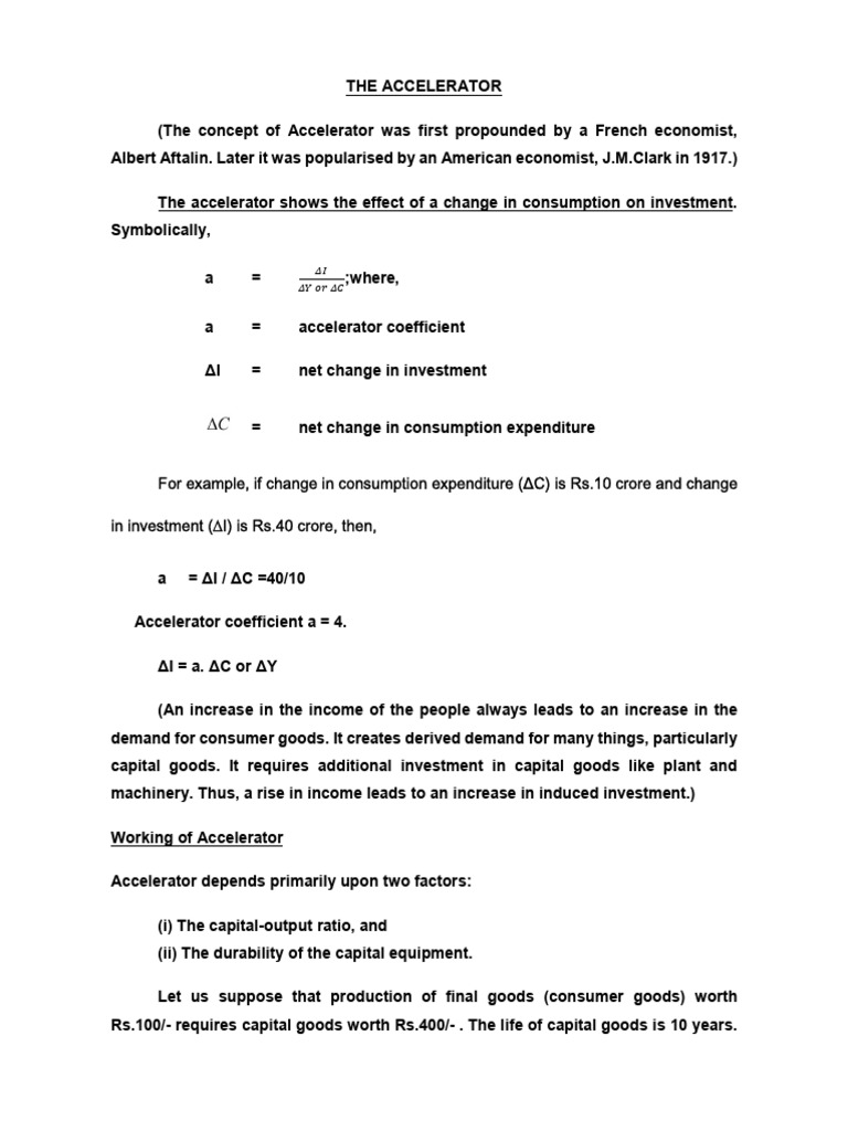 Accelerator | PDF | Capital (Economics) | Demand