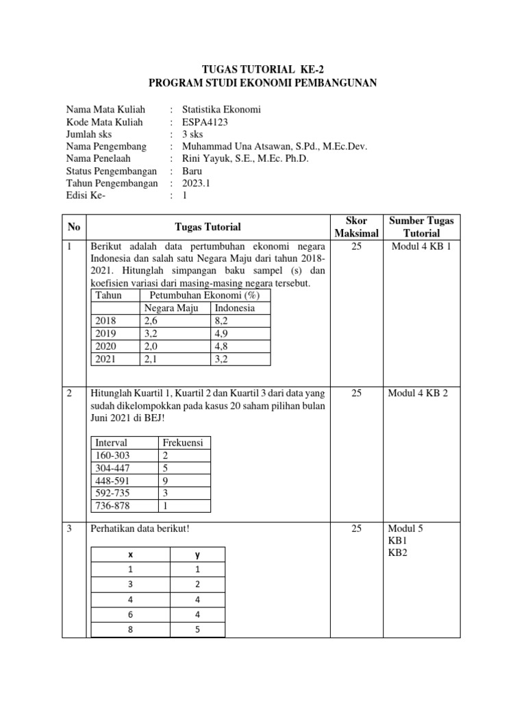 Soal Tugas Tutorial Espa4123.1 | PDF