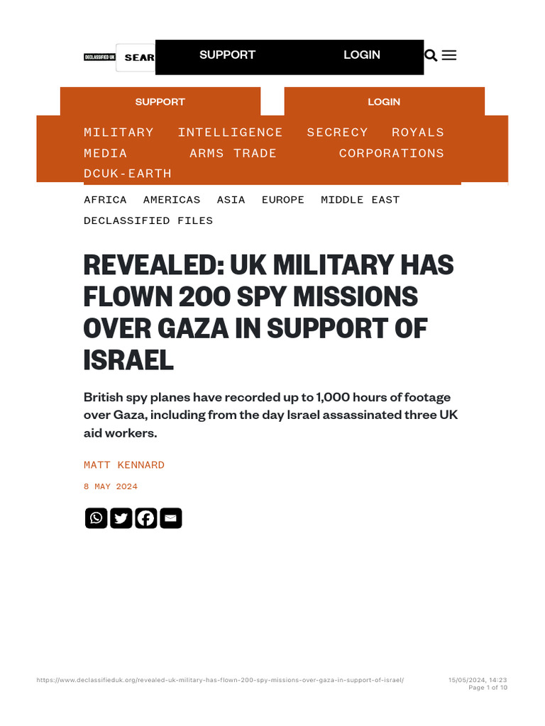 Revealed - UK Military Has Flown 200 Spy Missions Over Gaza in Support ...