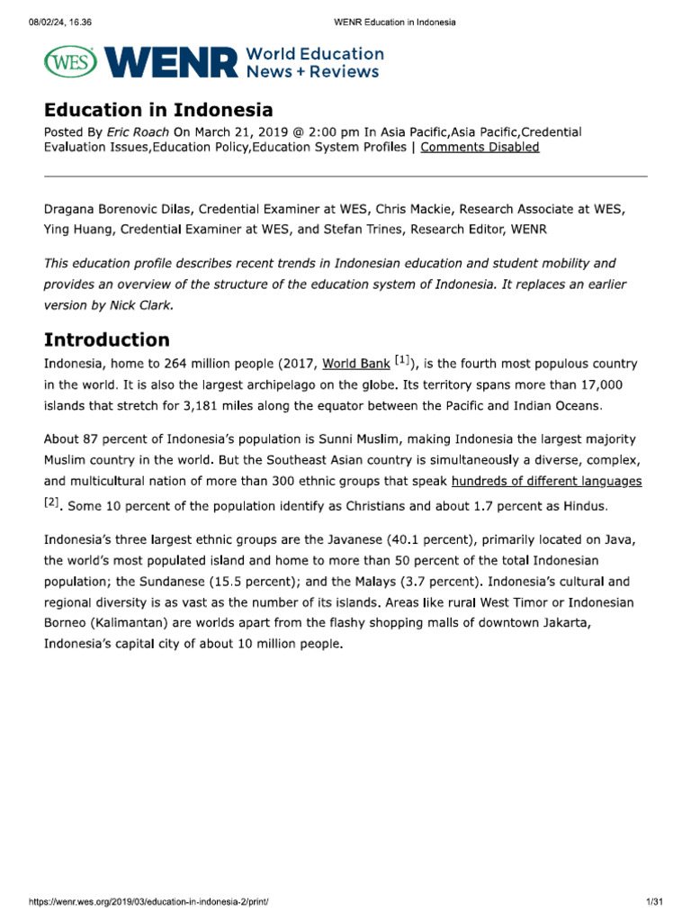 Wenr-Education in Indonesia | PDF