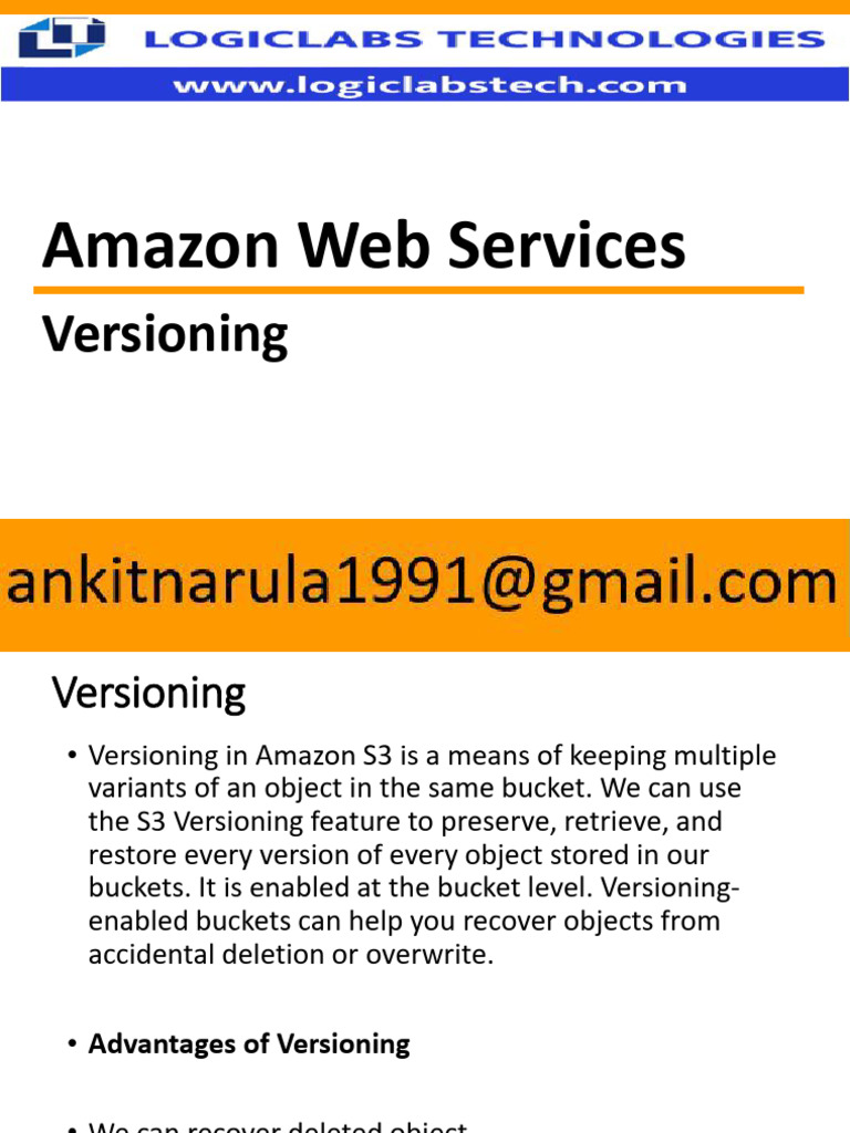 AWS Architect Associate - S3 - Versioning | PDF