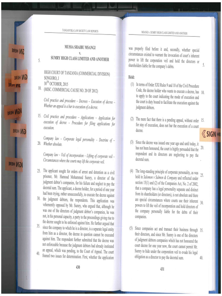 Musa Shaibu Msangi V Sumry High Class Limited and Another | PDF