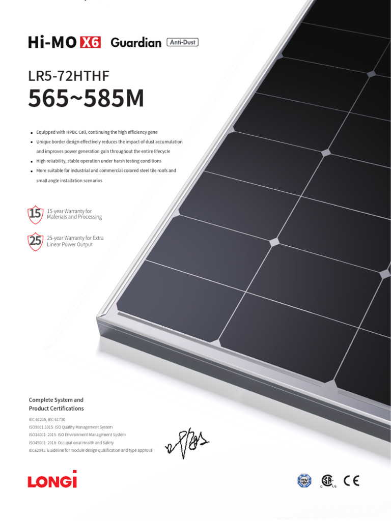 LR5-72HTHF - 580-585 M Antidust | PDF | Iso 9000