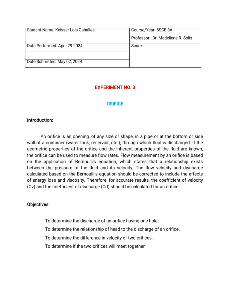 LAB3 ORIFICE | PDF | Process Engineering | Gases
