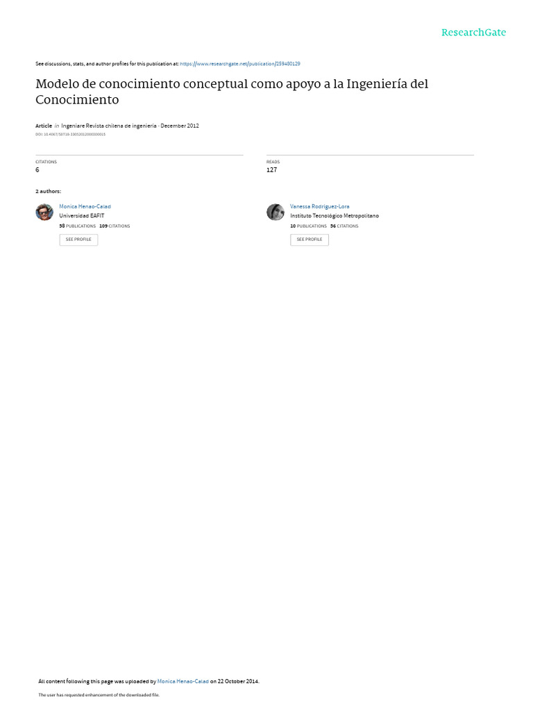 Modelo de Conocimiento Conceptual Como Apoyo A La | PDF | Conocimiento | Objeto (informática)