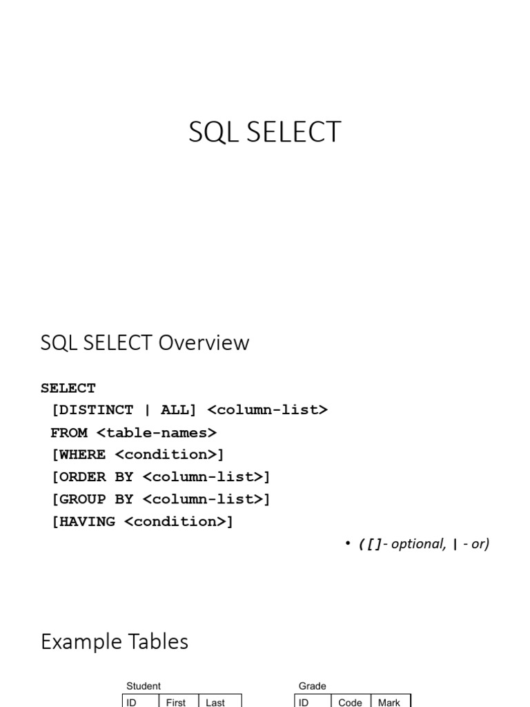 SQL SELECT Statement Guide | PDF