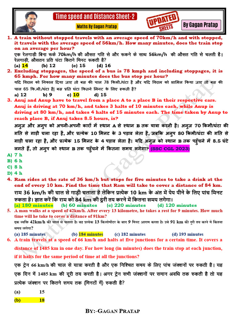 Time, Speed and Distance Sheet-02 | PDF
