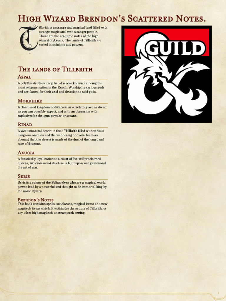High Wizard Brendon's Scattered Notes. | PDF