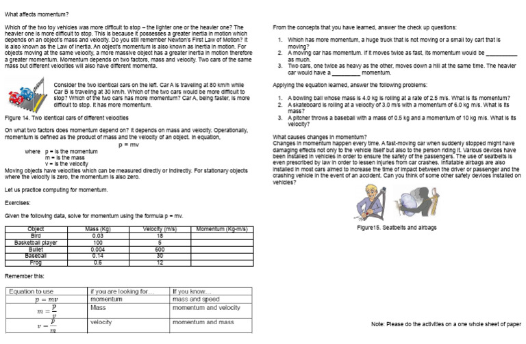 G9 4th Grading Momentum | PDF | Momentum | Velocity