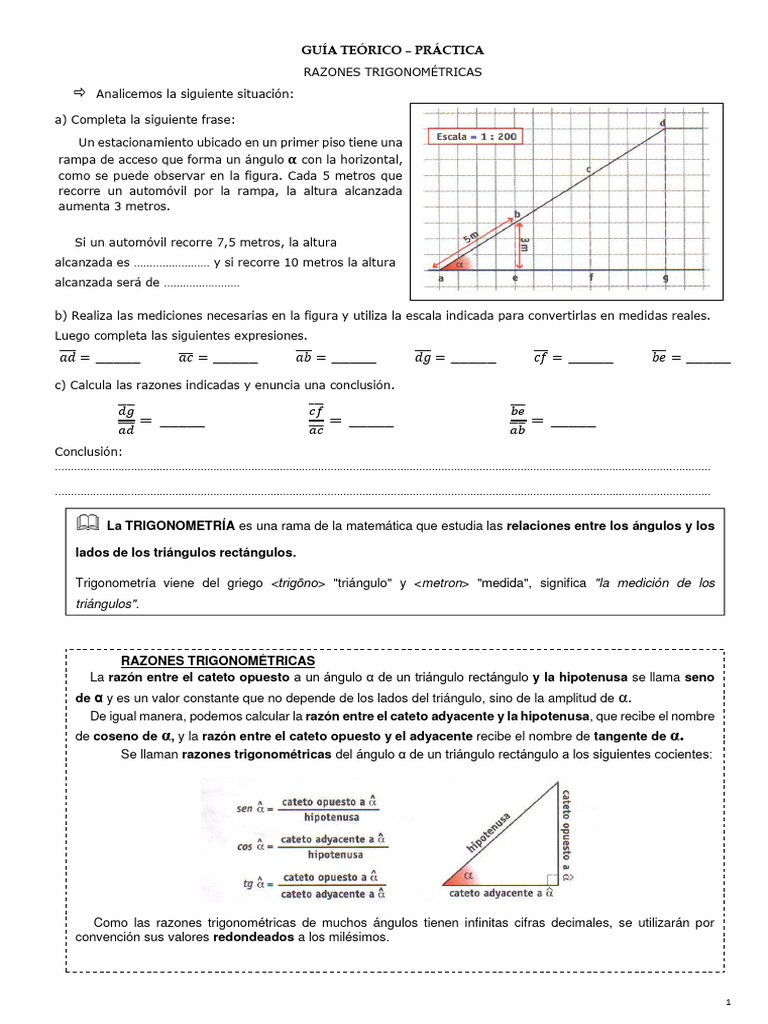 Guía TP - Razones Trigonometricas | Descargar gratis PDF | Trigonometría | Triángulo