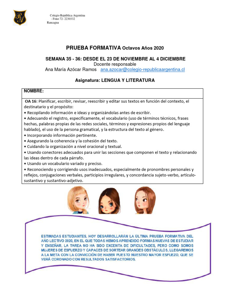 Guia Lenguaje 8 S35 | PDF | Léxico | Razón