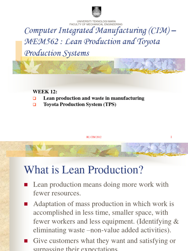 No - 8 WK 12 Lean - TPS | PDF | Lean Manufacturing | Engineering