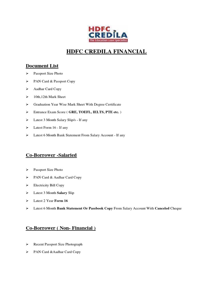 HDFC CREDILA FINANCIAL Salaried | PDF