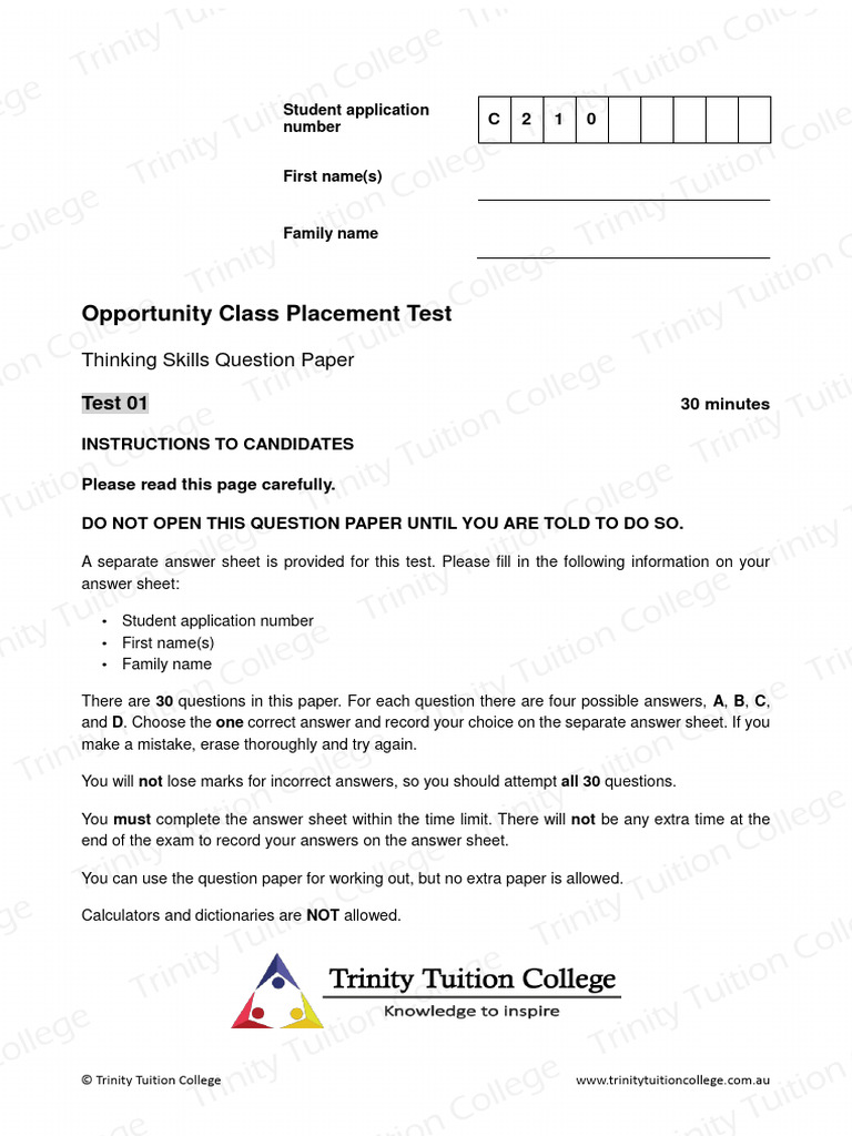OC-Thinking Skills Test01 | PDF | Copyright | Healthy Diet