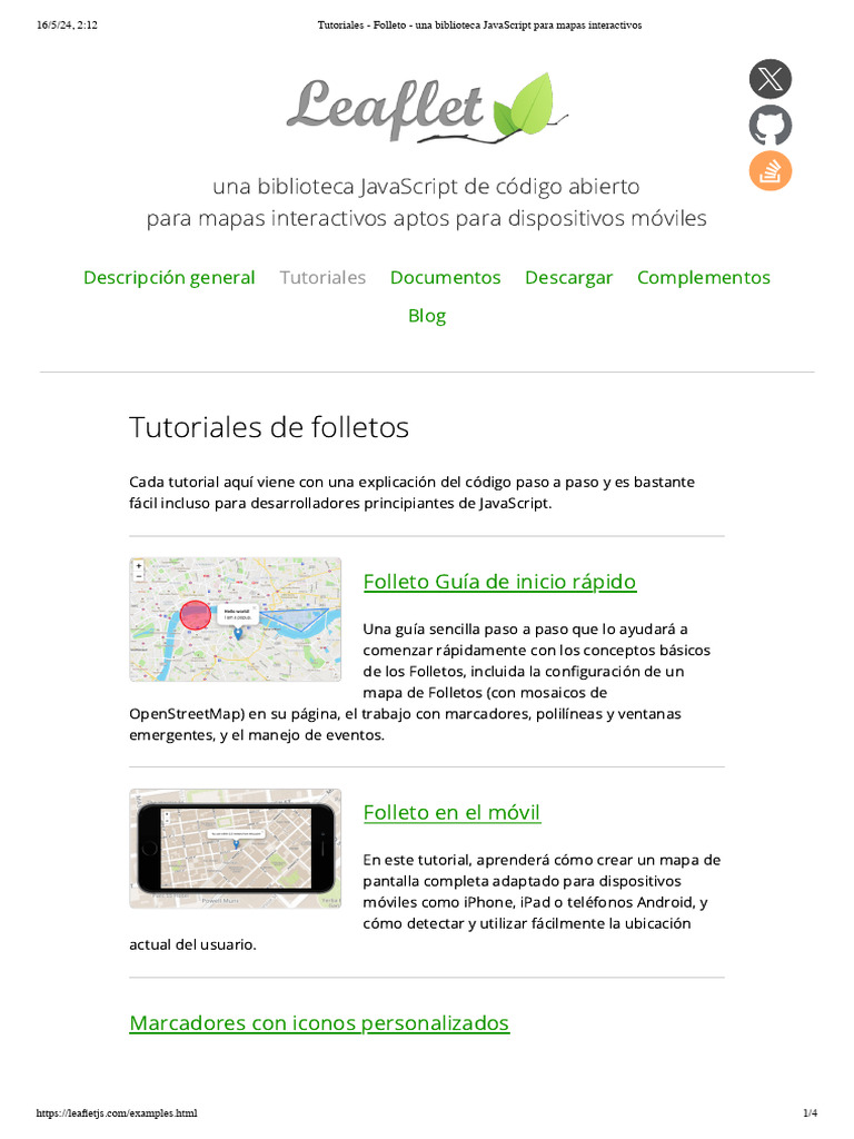 Tutoriales - Folleto - una biblioteca JavaScript para mapas ... Tutoriales - Folleto - una biblioteca JavaScript para mapas ...