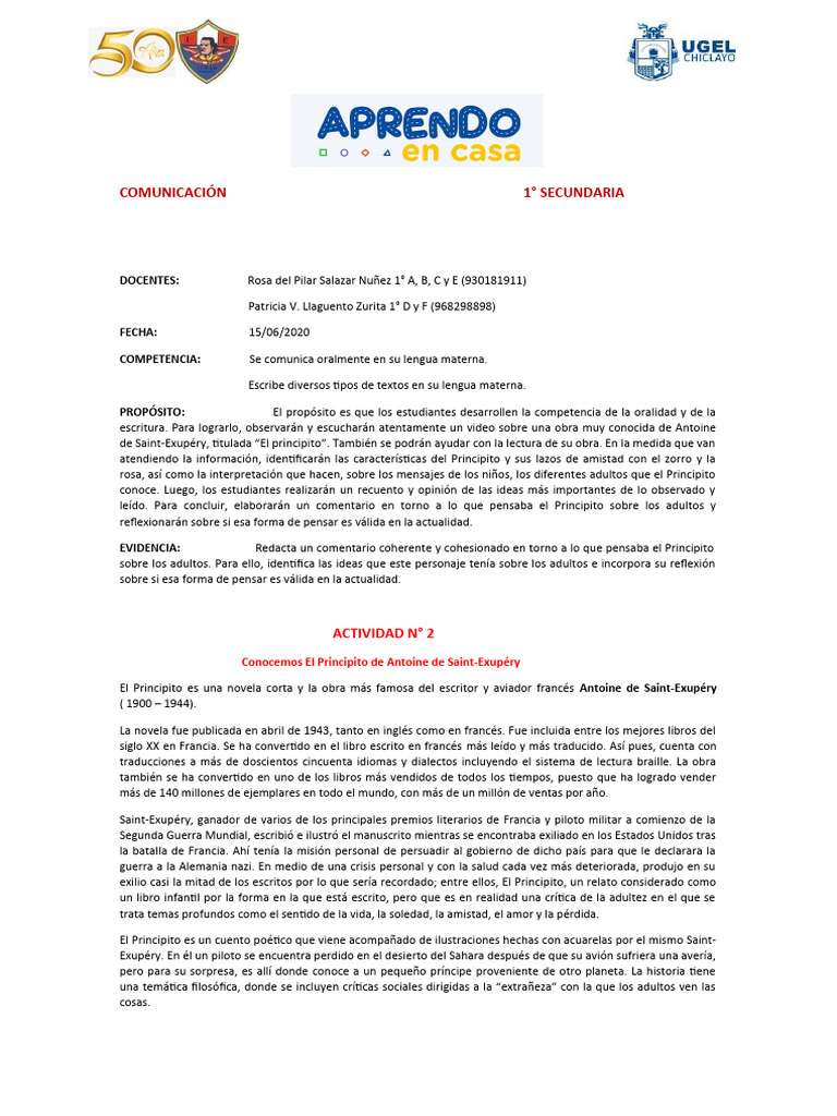 Comunicación 1 | PDF | El Principito