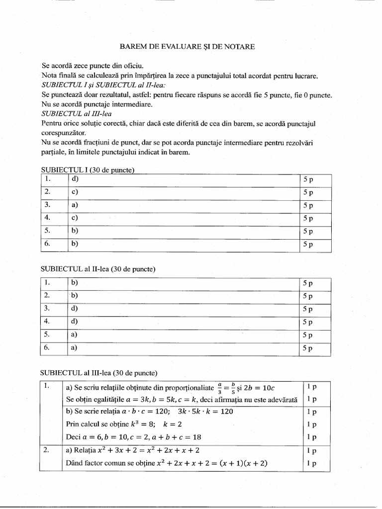 Bz1 Martie 2024BAREM | PDF
