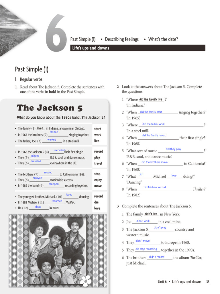 Headway - Elementary - Workbook Unit 6 | PDF