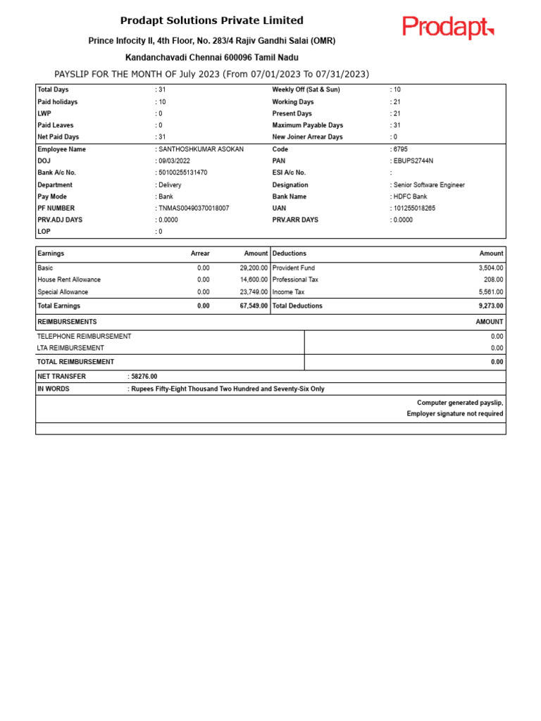 Payslip Jul2023 | PDF | Personal Finance | Economies
