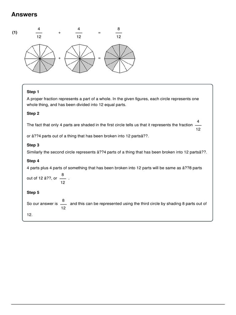 Grade 4 Fractions Answers | PDF | Mathematical Concepts | Mathematical ...