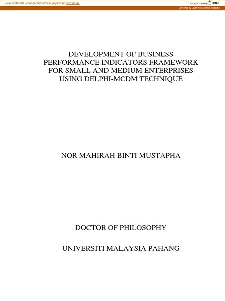 Development of Business Performance Indicator | PDF