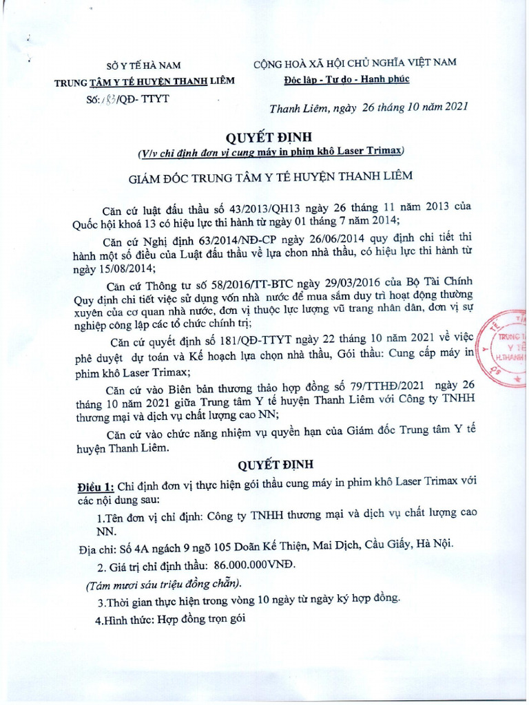 QD 183 - TTYT Ngày 26.10.2021 | PDF