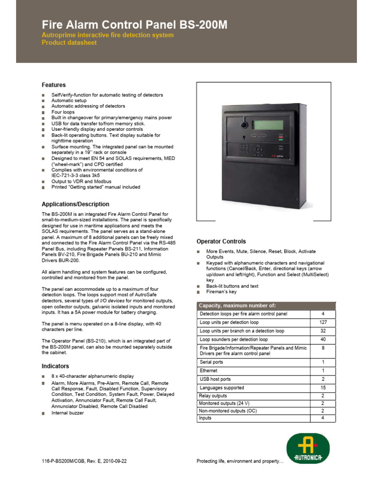Fire Alarm Control Panel BS-200M | PDF | Computer Science | Computer ...