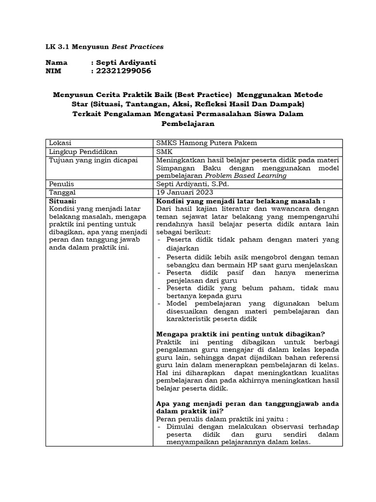 LK 3.1 Menyusun Best Practices | PDF