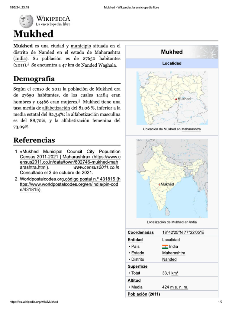 Mukhed - Wikipedia, La Enciclopedia Libre | PDF