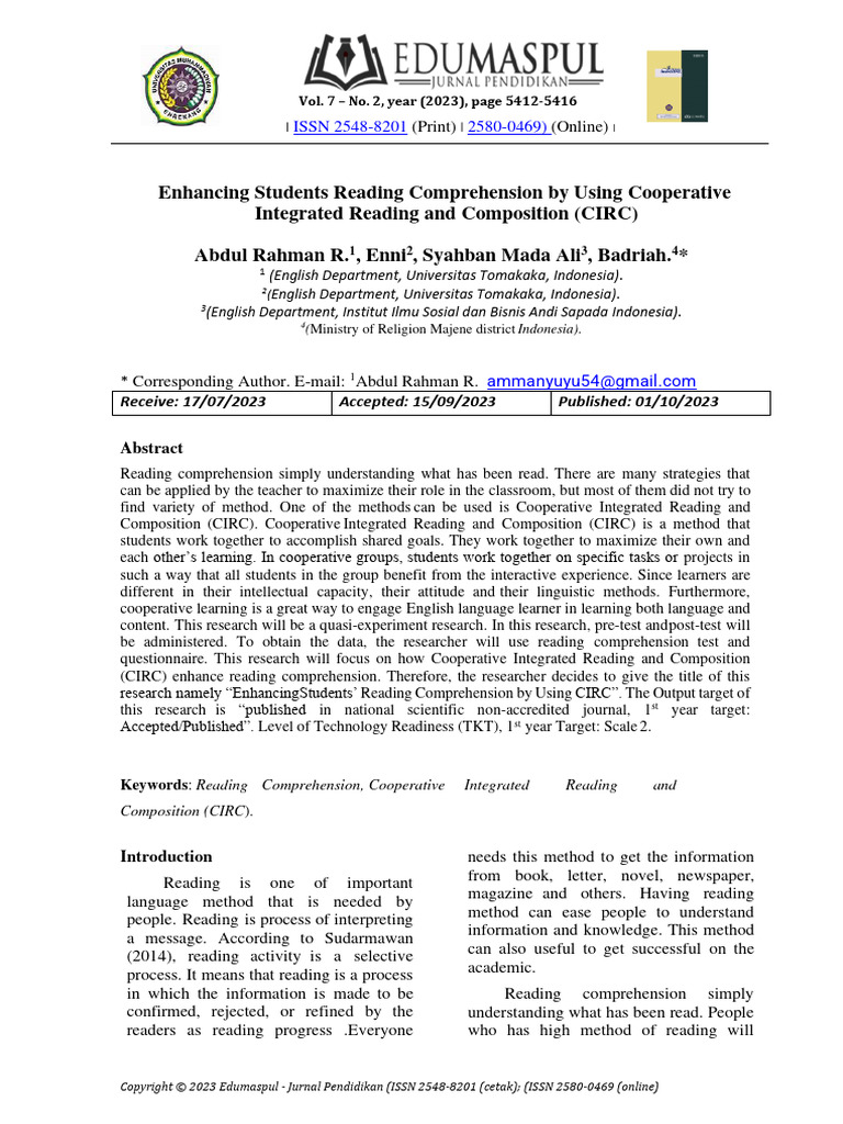 Enhancing Students Reading Comprehension | Download Free PDF | Reading Comprehension | Cognition