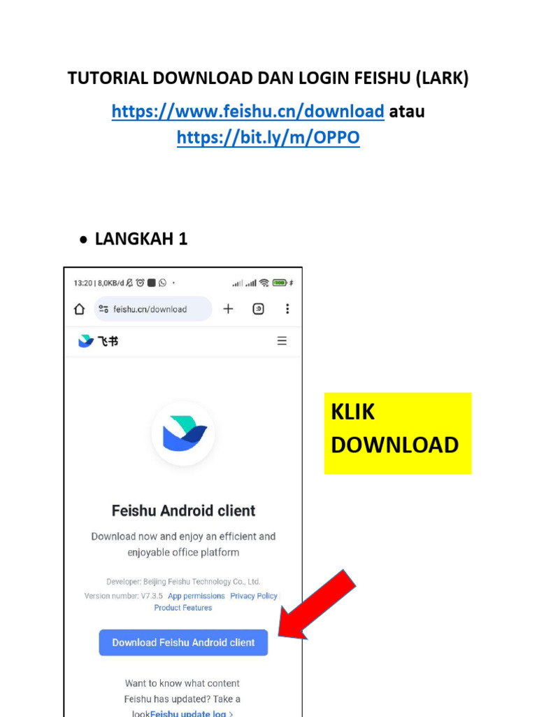 Tutorial Download Dan Login Feishu | PDF