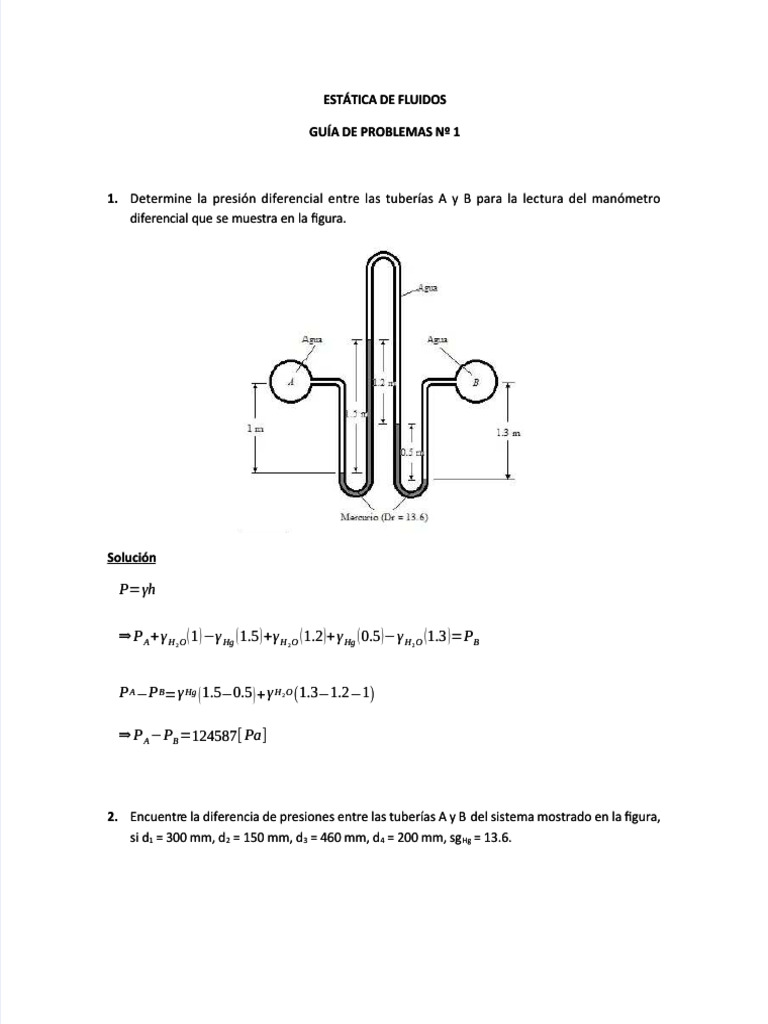 PDF Estatica de Fluidos Ej Resueltos Compress | Descargar gratis PDF | Líquidos | Presión