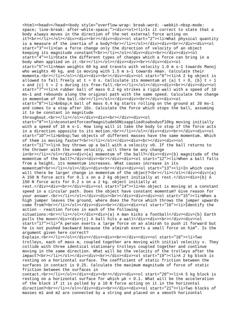 Phy | PDF | Force | Momentum