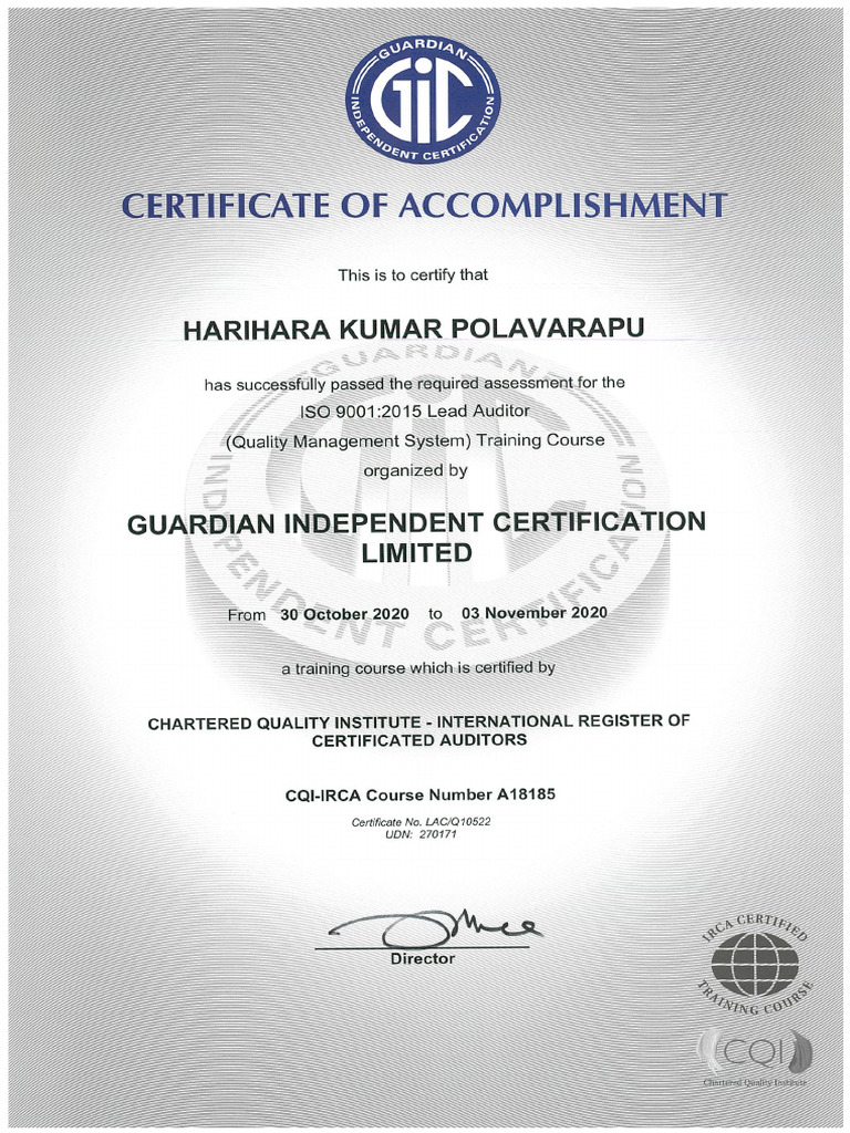Harihara Kumar QMS-Achievement | PDF Harihara Kumar QMS-Achievement | PDF