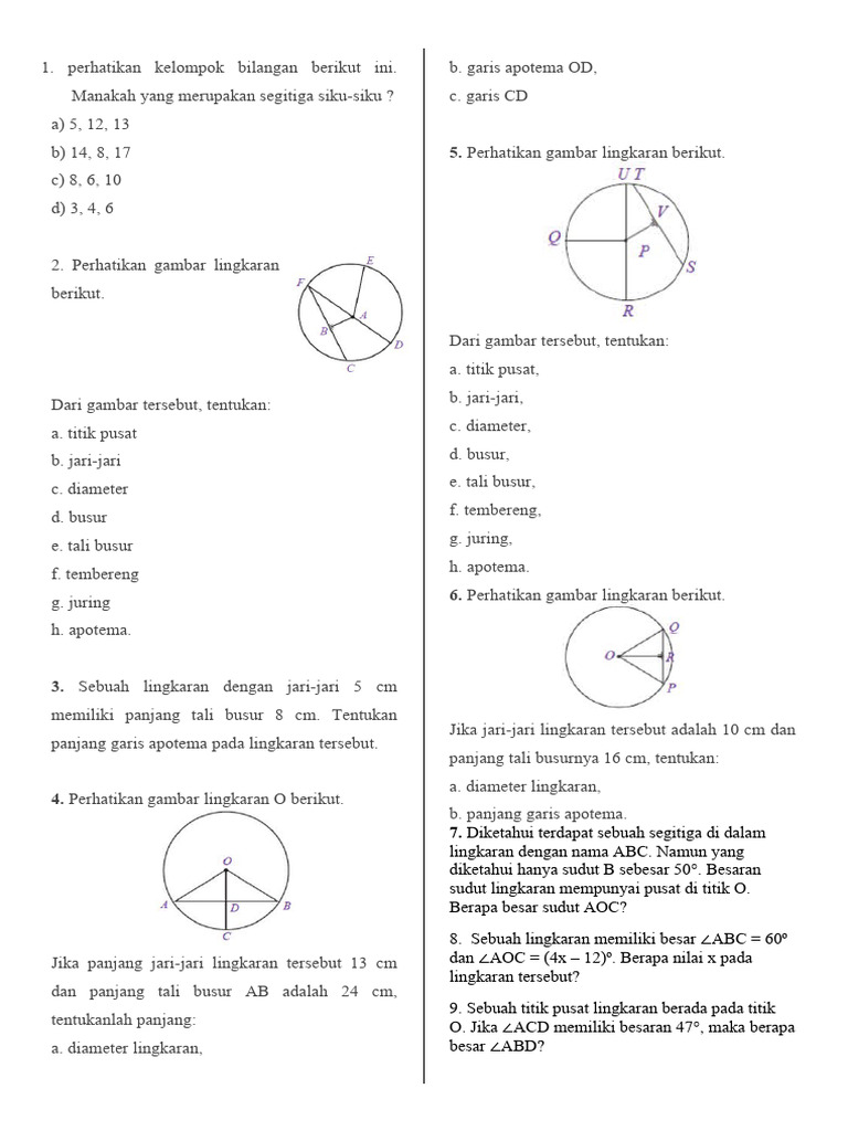 Soal Lingkaran Kelas 6 | PDF | Metode & Bahan Ajar