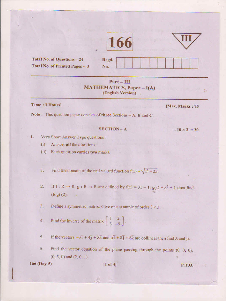 Mathematics IA (EM) | PDF