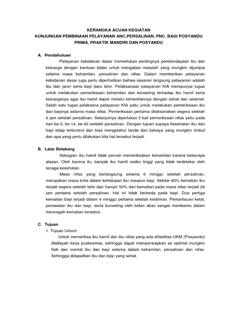 2.1.3.c KAK PEMBINAAN POSYANDU ANC DAN PNC | PDF