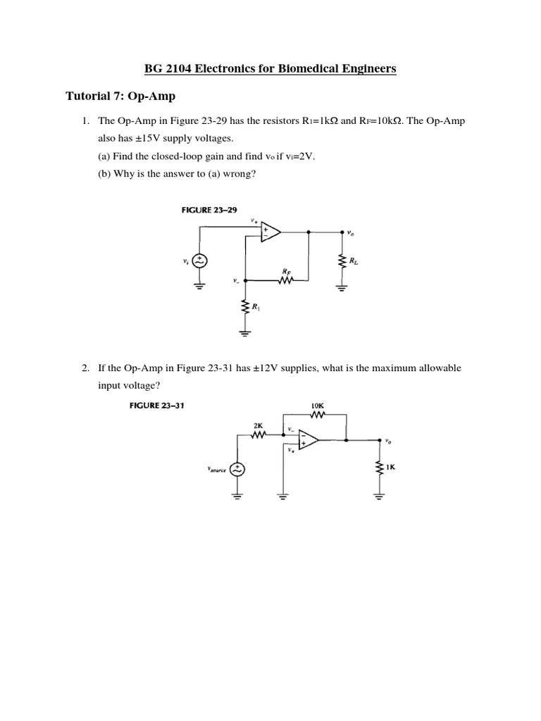Tutorial 7 Operational Amp | PDF | Technology & Engineering