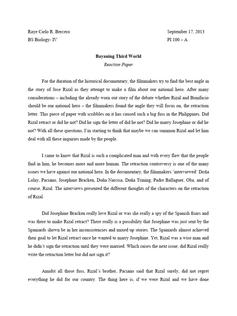 Rizal: A Reflection of a Third World Hero | PDF