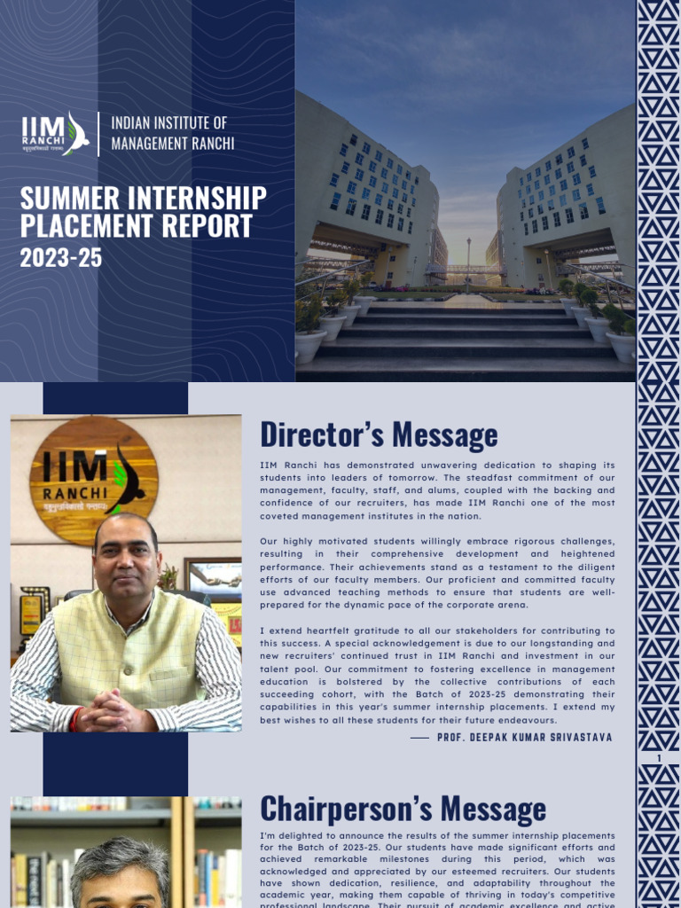 Sumer Internship Placement Report - 2023-25 - IIM Ranchi | PDF | Business